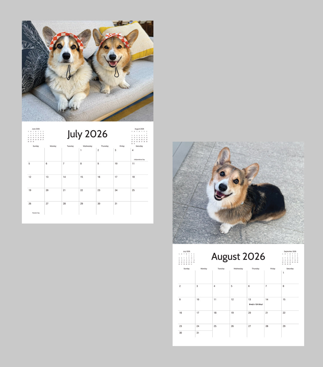 2026 Wall Calendar (35% off) – Brady & Graffiti the Corgis
