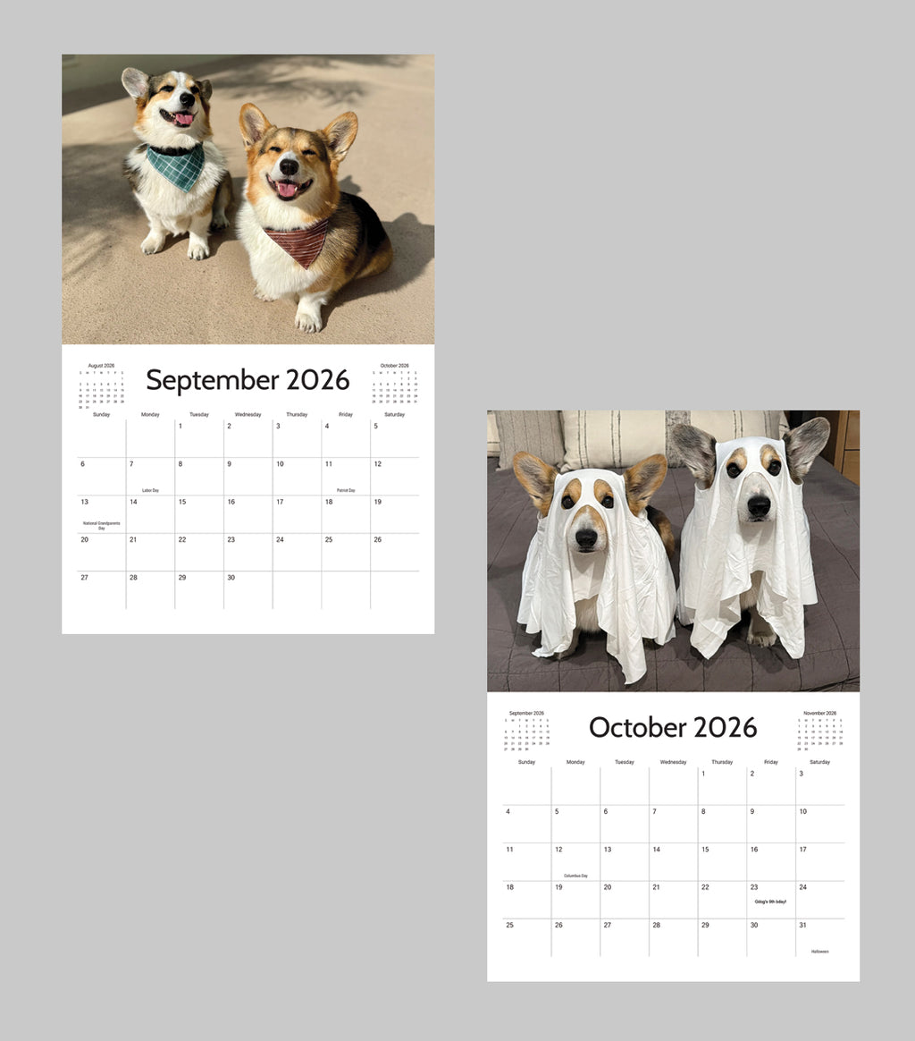 2026 Wall Calendar (35% off) – Brady & Graffiti the Corgis